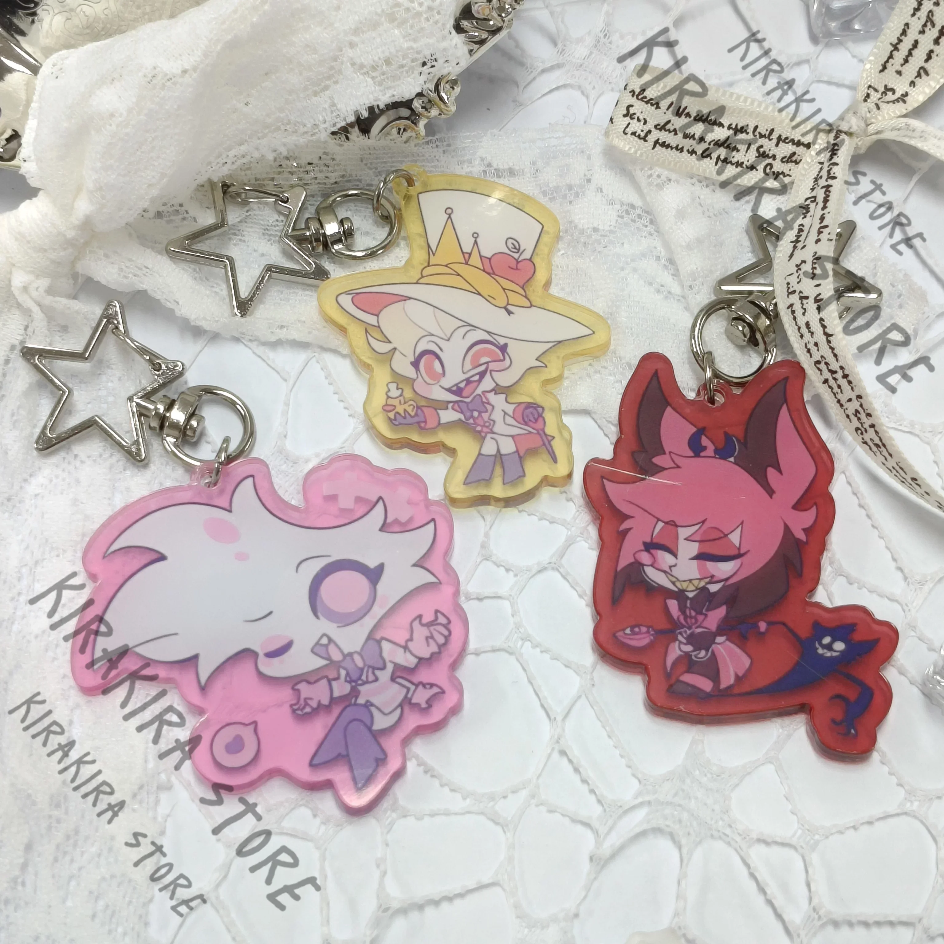 Hazbin Hotel Alastor Lucifer Angel Dust Acrylic Keychain Kawaii ...