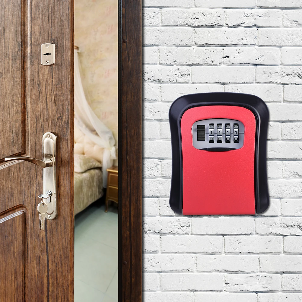 Wall-Mount-Key-Safe-Organizer-Box-4-Digit-Combination-Password-Key-Box ...