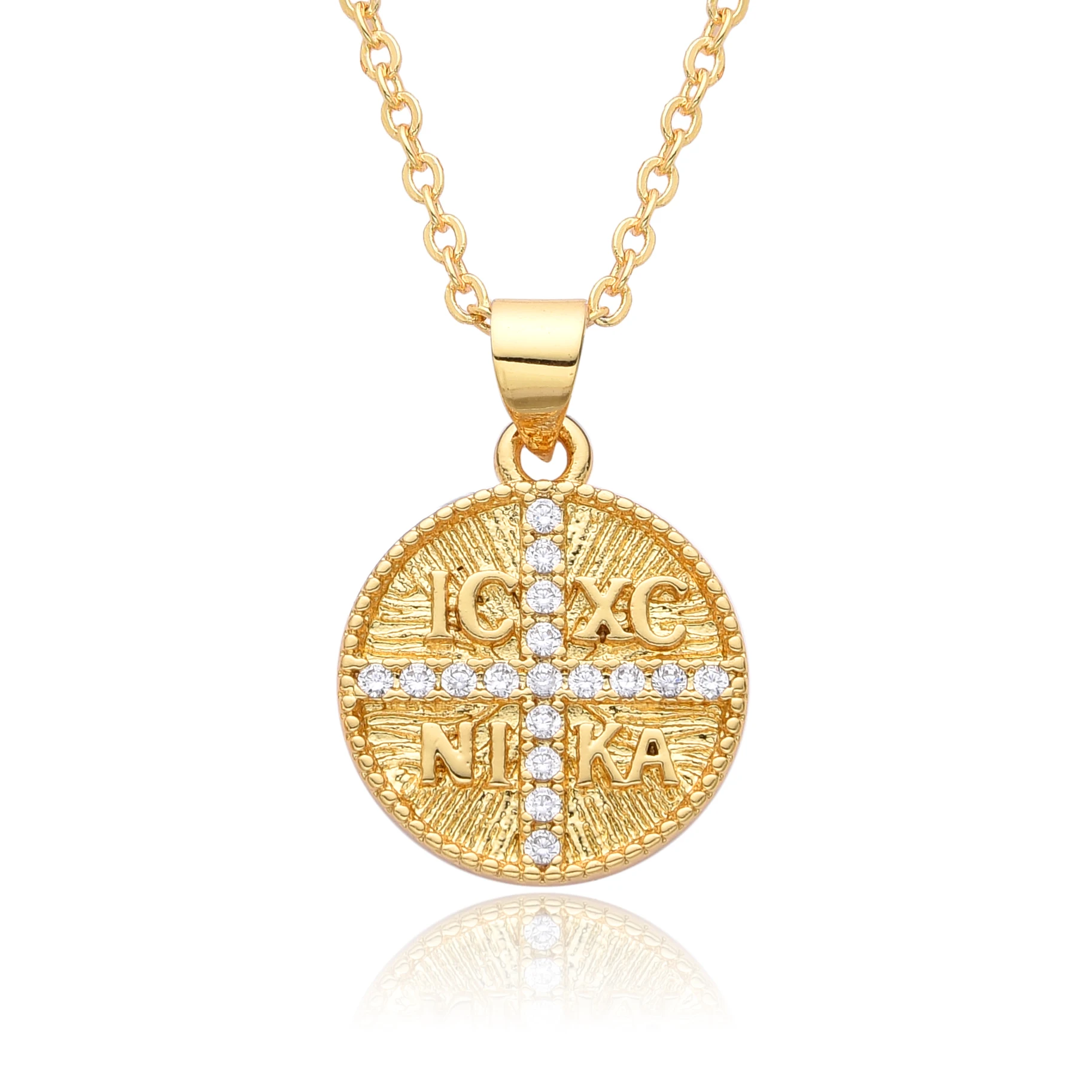 Gold Color St.Helen Constantine Pendant ICXC NIKA Cross Charms Cubic ...