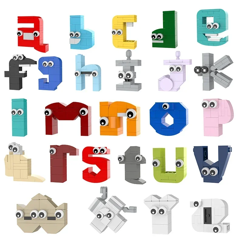 BuildMoc-Inglês Alphabet Letters Building Blocks Set, Educação Lore ...