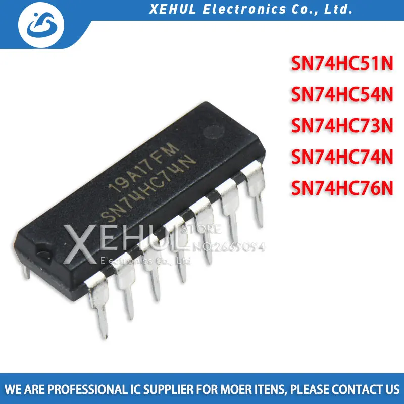 10PCS SN74HC51N SN74HC54N SN74HC73N SN74HC74N SN74HC76N DIP 74HC51 ...