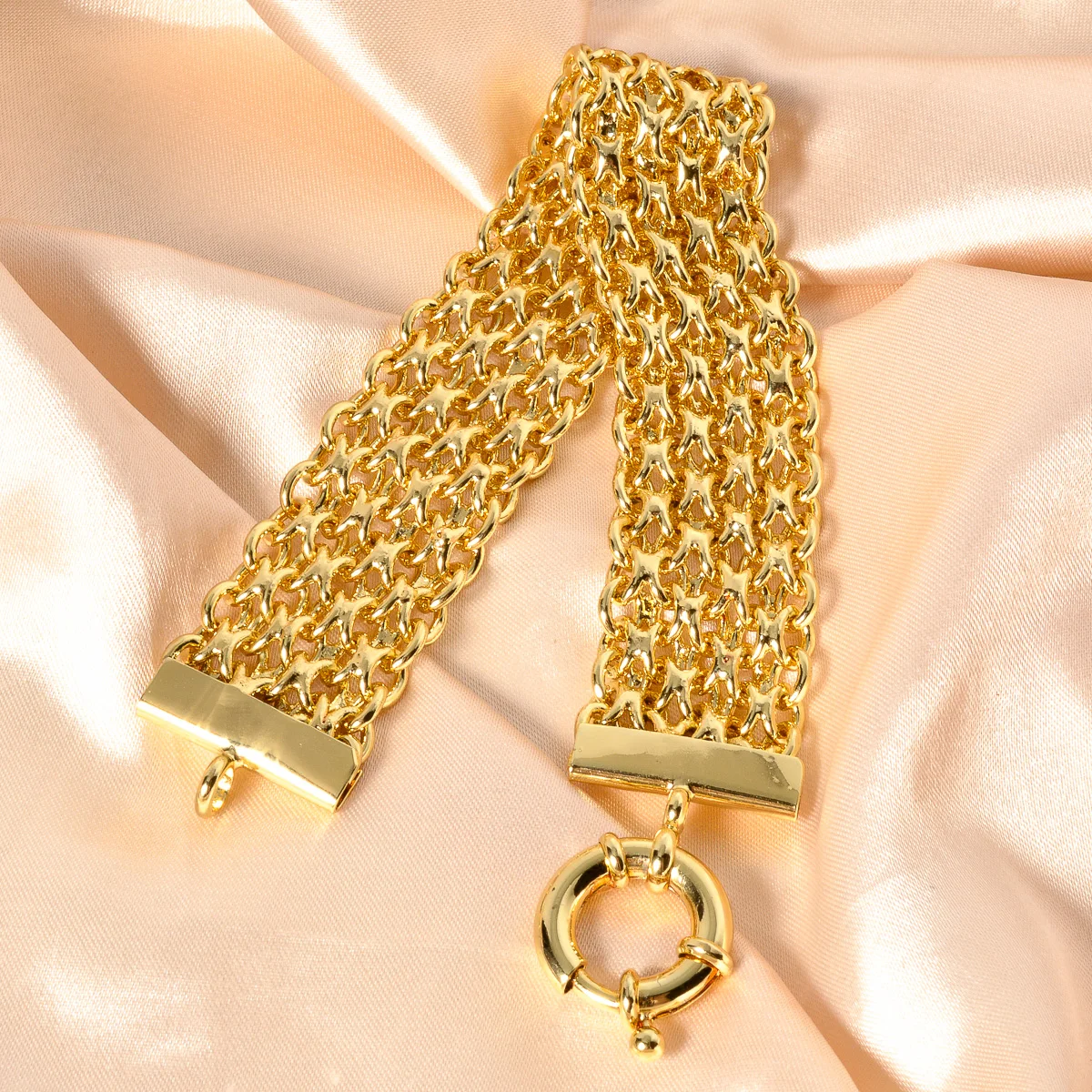 New-20MM-wide-copper-chain-bracelet-Unisex-18K-gold-plated-wristband ...