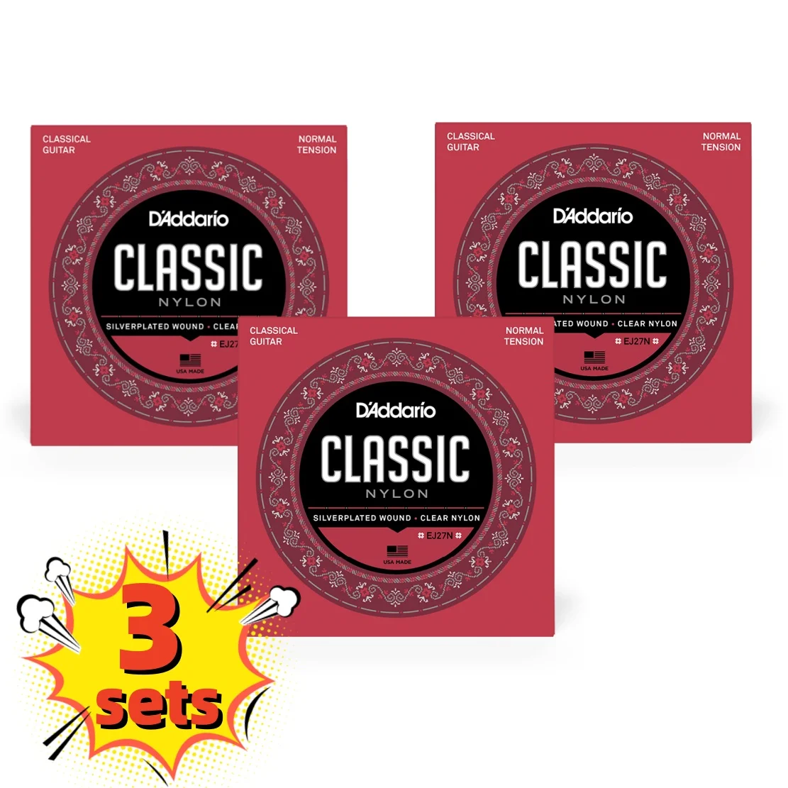 Daddaro-cuerda-de-nailon-cl-sica-Popular-EJ27N-piezas-de-guitarra-de ...