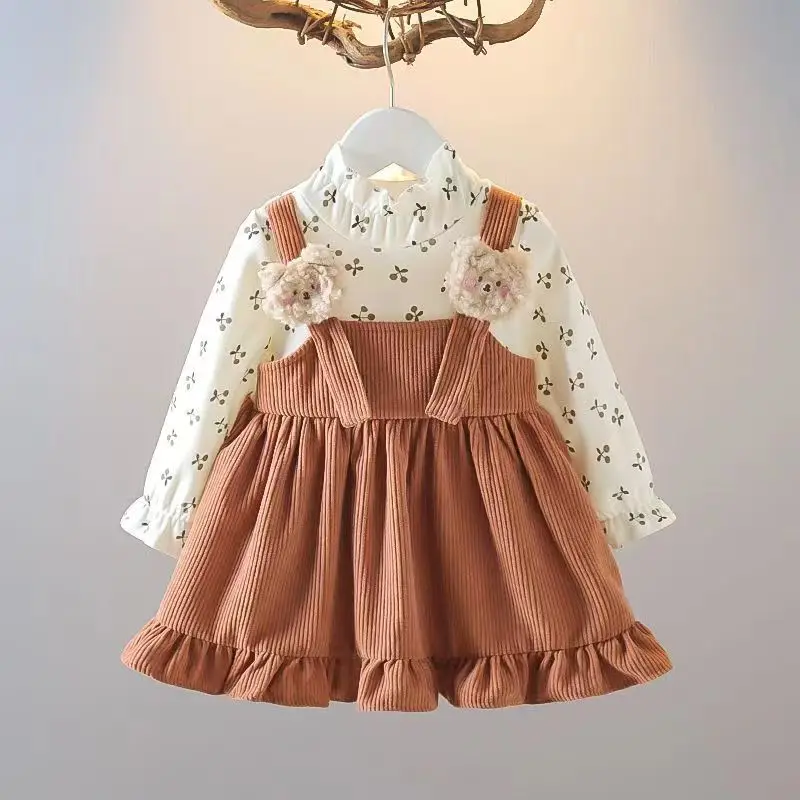 Spring-Girls-Dresses-Long-Sleeve-Kids-Clothes-One-piece-Dress-Bear ...
