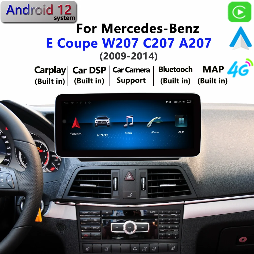 Android 12 Car Radio Stereo CarPlay GPS Navigation For Mercedes-Benz E ...