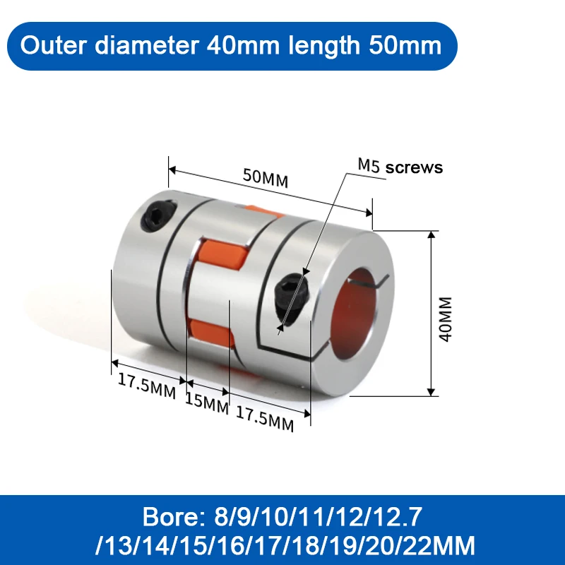 1pc-Shaft-Couplings-D40L50-Coupler-Aluminium-Plum-Flexible-Motor ...