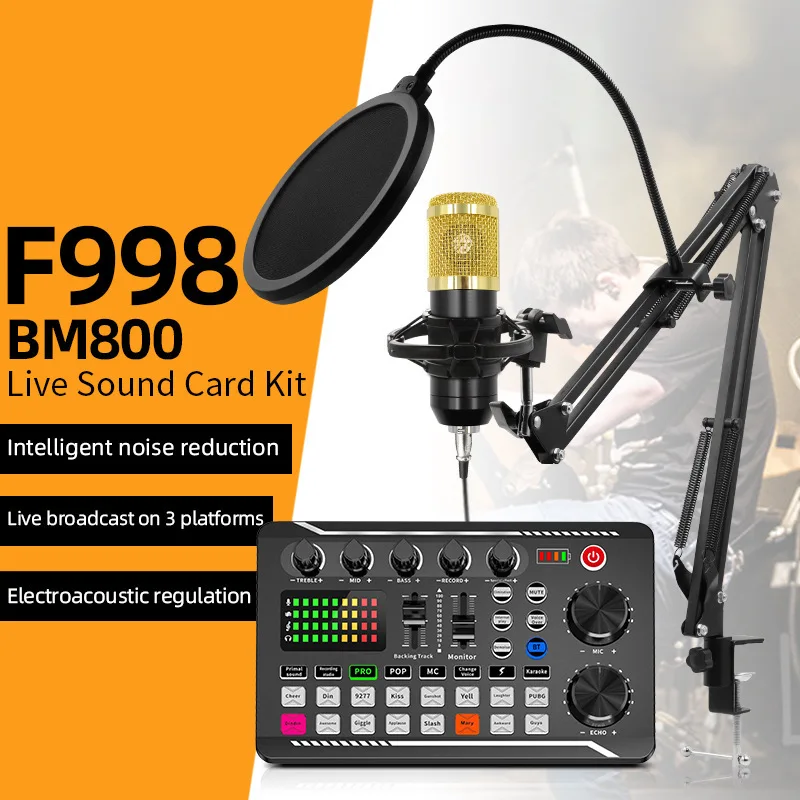 F998-Sound-Card-Microphone-Mixer-Kit-16-Sound-Effects-Audio-Recording ...