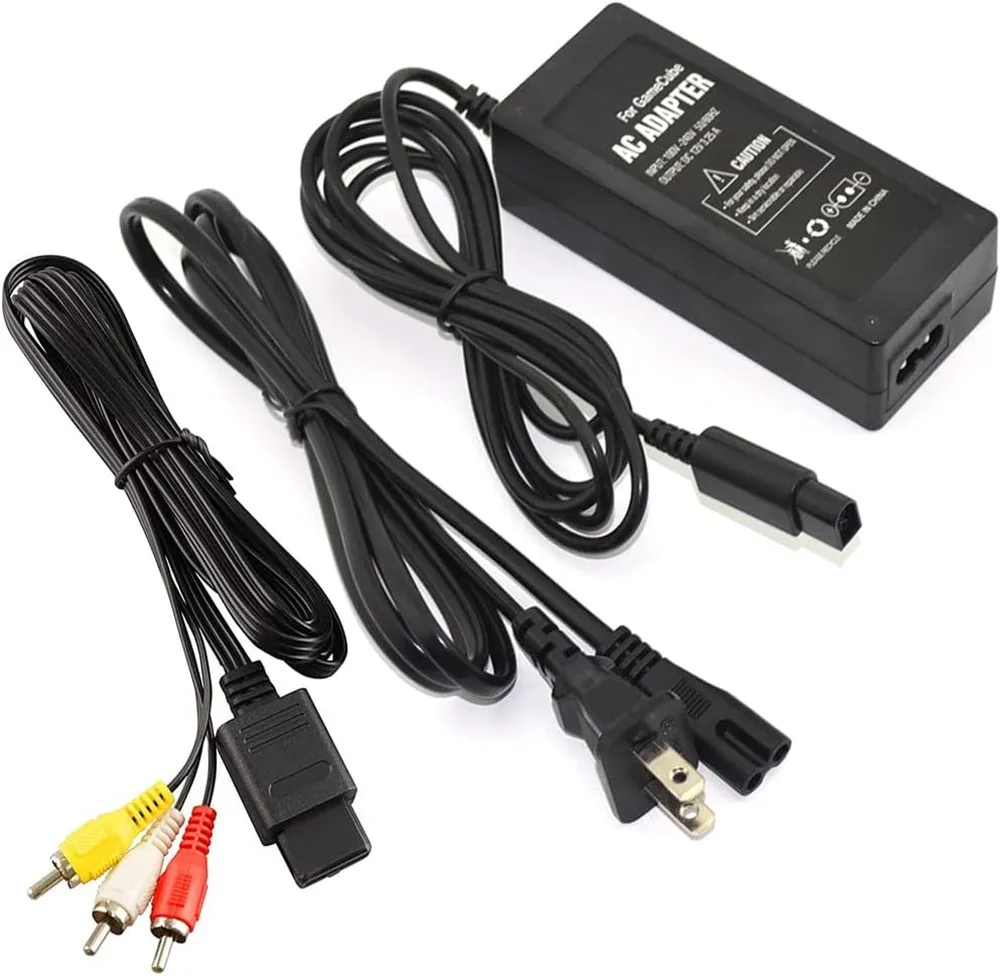 AC Power Supply for Gamecube, AC Power Adapter Cord and AV Cable for ...