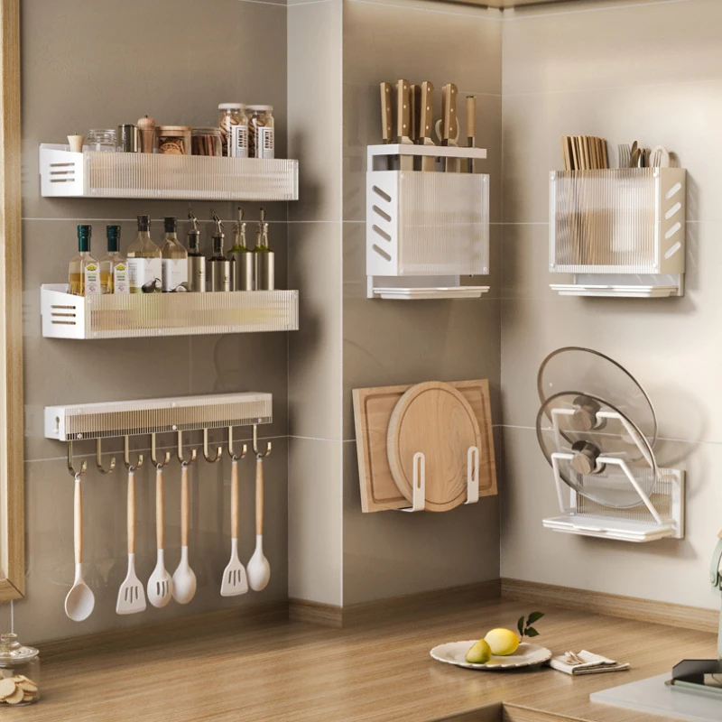 White-Wall-Mounted-Kitchen-Rack-Stainless-Steel-Wall-Hanging-Spice-Rack ...