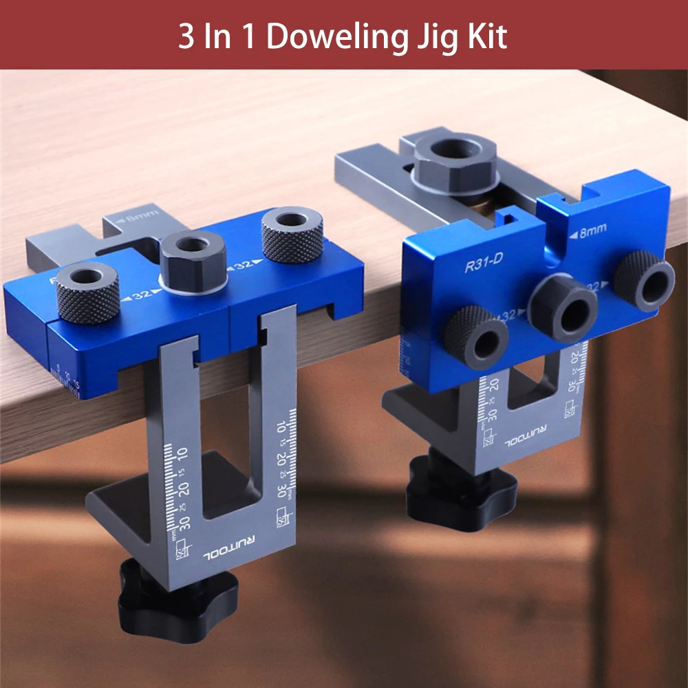 Adjustable Woodworking 3 In 1 Doweling Jig Kit Pocket Hole Jig Drilling Guide Locator For ...