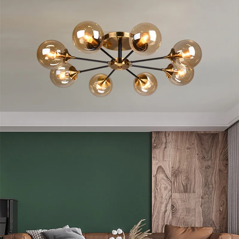 Industrial Ceiling Light Parlor Led Nordic Ball Lighting Smoke Grey ...
