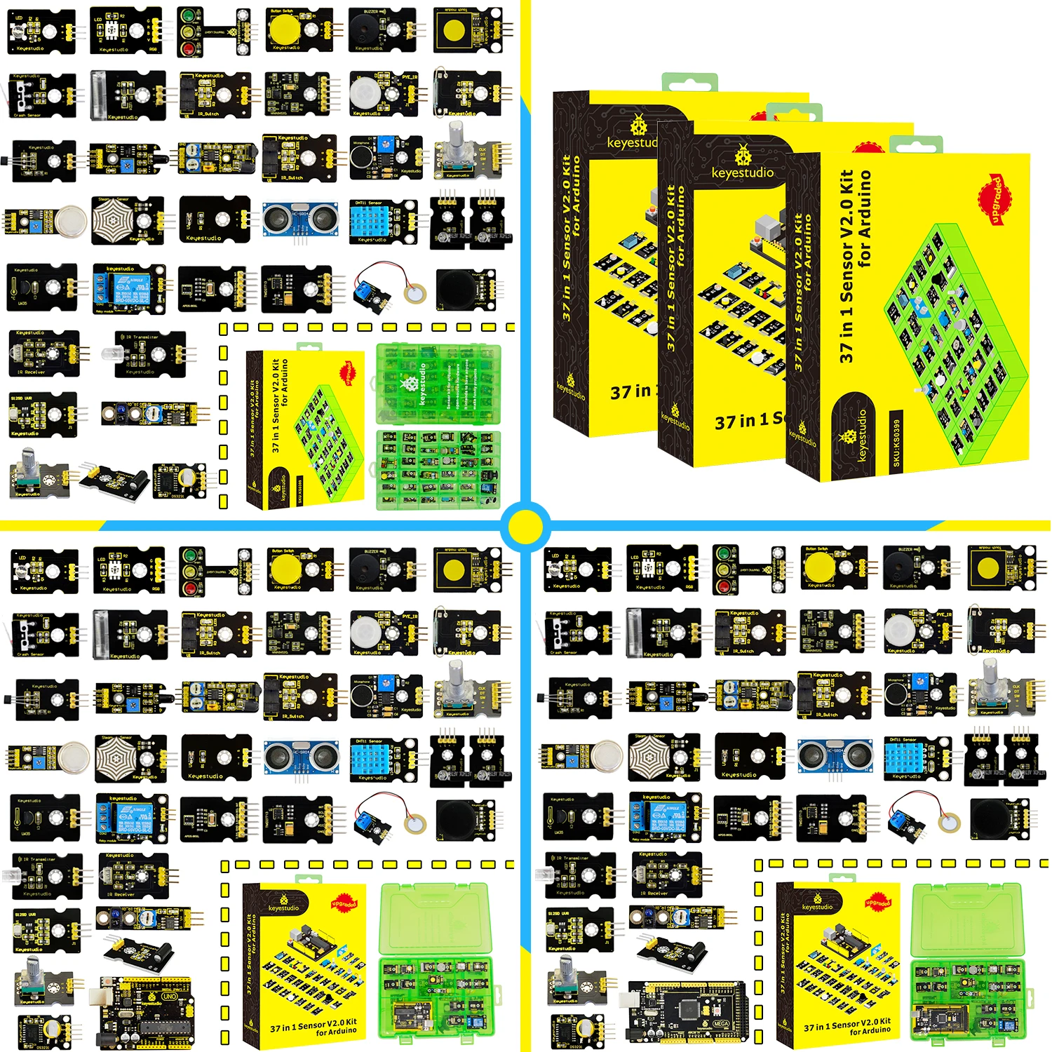 Keyestudio New Sensor Starter Kit V2.0 37 In 1 Box With UNO R3 Board Or ...