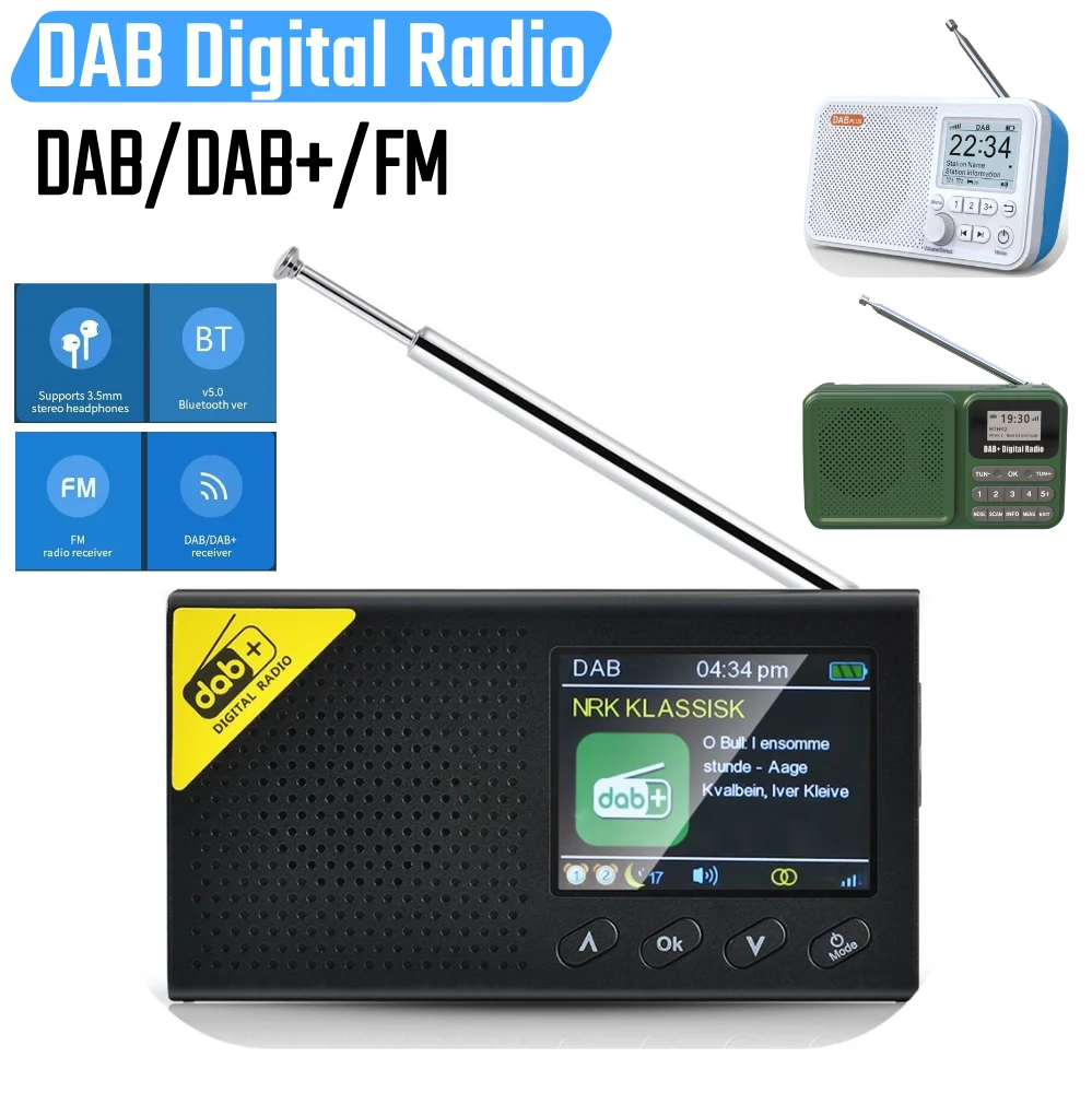 DAB+ Portable Digital Radio BT5.0 Stereo Multifunctional DAB FM Audio ...