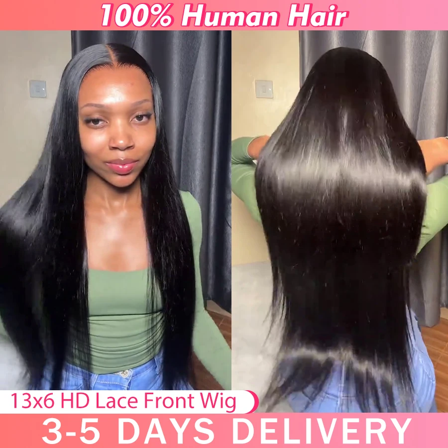 13x4 Bone Straight Lace Front Wig 13x6 HD Transparent Brazilian 30 40 ...