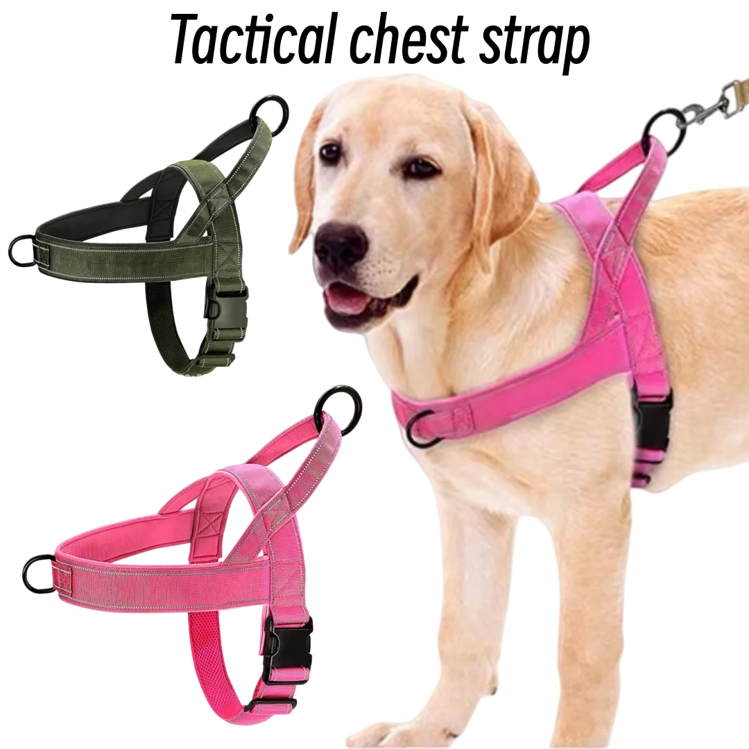 Tactical Dog Harness Vest Explosion-Proof Large Dog Collar Golden ...