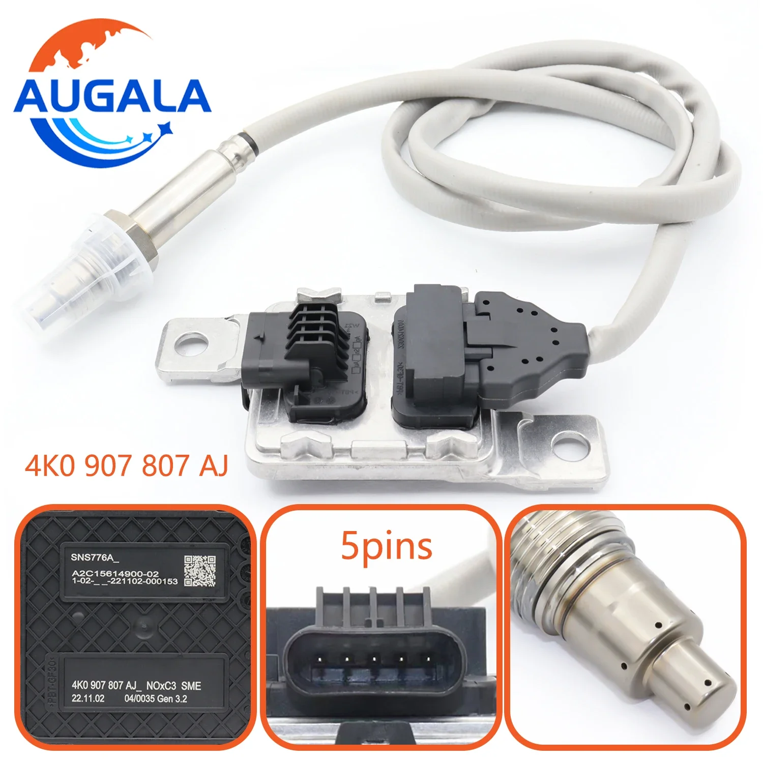 AUGALA-Nitrogen-Oxide-Sensor-NOx-Sensor-4K0907807AJ-For-Audi-A6-C8-A7 ...