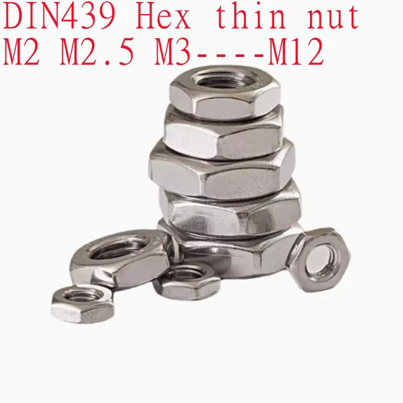10-100pcs M2 M2.5 M3 M4 M5 M6 M8 M10 M12 DIN439 304 A2-70 Stainless ...