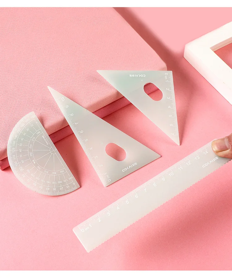 Regle - equerre,Ensemble de règles en plastique Transparent,couleur ...
