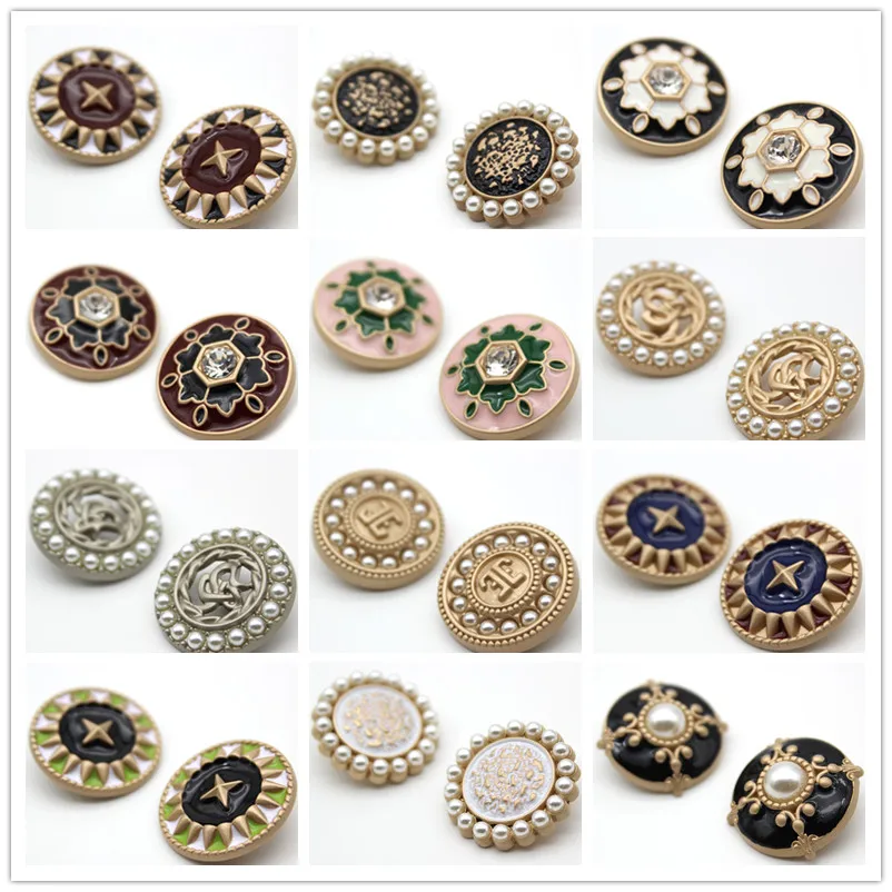 5PCS/lot Decorative Vintage Metal Diamond Gold Gemstone Buttons For ...