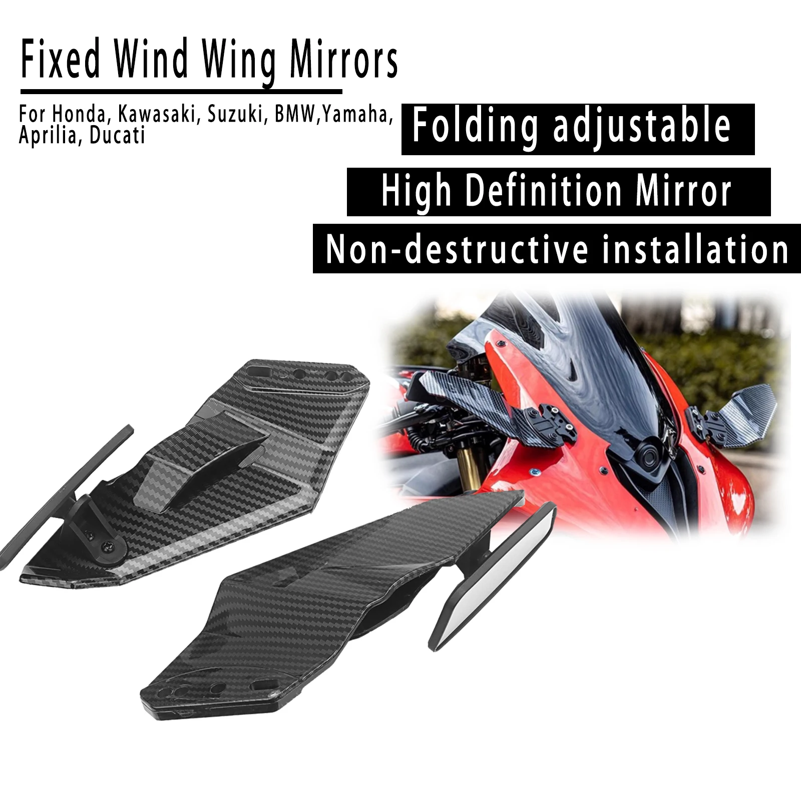 Motorcycle Mirror Adjustable Rotating Rearview Mirror Universal Side ...