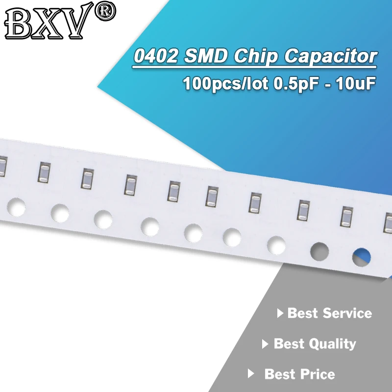 100PCS 100% 0402 SMD 칩 적층 세라믹 커패시터 0.5pF 10 미크로포맷 10pF 100pF 1nF 10nF ...