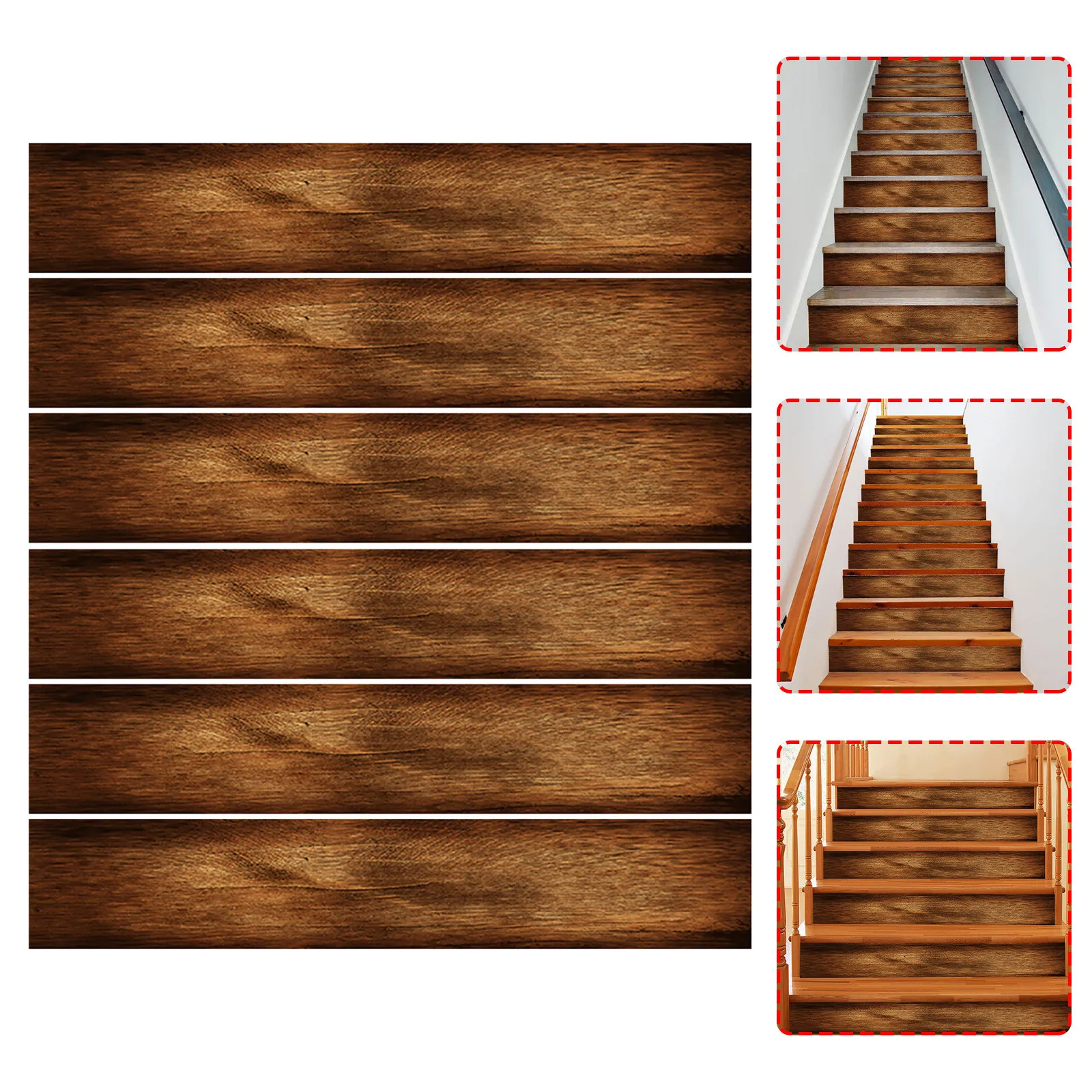 18x100cm-6PCS-Stair-Sticker-Simulation-Wood-Grain-Waterproof-Self ...
