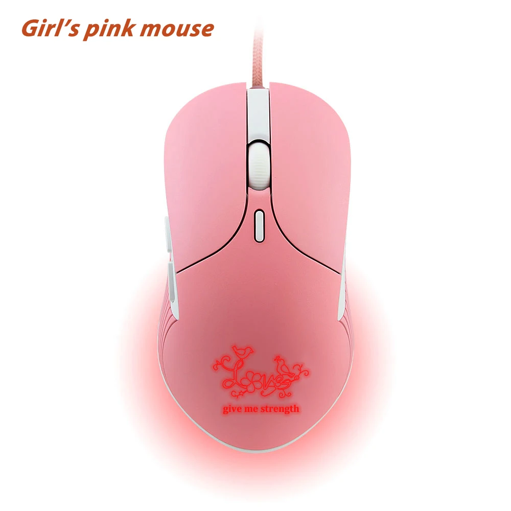 CHYI Wired Computer Mouse Pink RGB LED Light Mice 3200 DPI 6D Silent ...