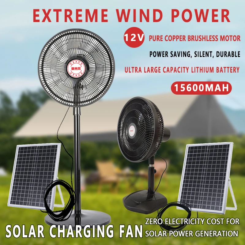 12V-Dc-Ac-Rechargeable-Fan-For-Home-System-Portable-silent-Solar-panel ...