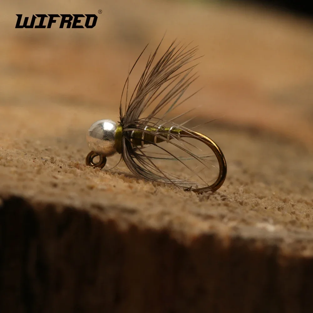 WIFREO-6pcs-Tungsten-Bead-Head-Jig-Nymph-Fly-Grizzly-Hackle-Olive-Euro ...