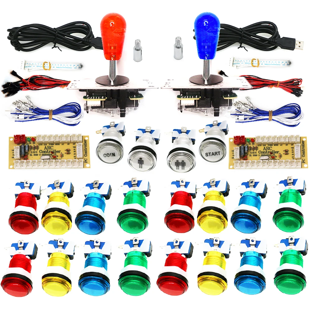 Arcade Game Joystick Diy Kit USB Board Controller Usb Zero Delay Pc Mame Raspberry Pi Light ...