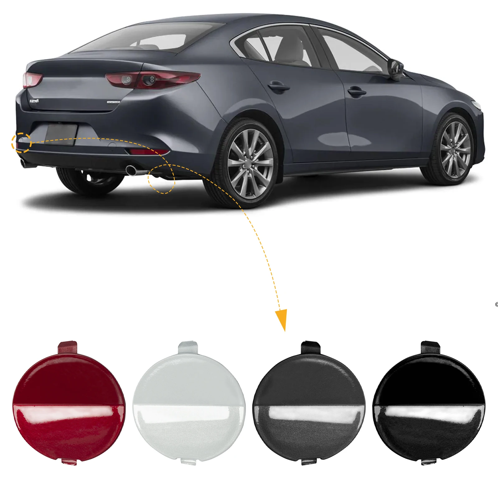 Rear Bumper Tow Hook Cap Towing Eye Cover For Mazda 3 Axela 2019-2021 ...