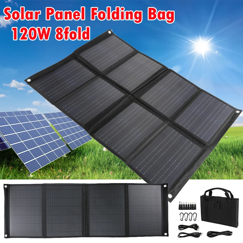 120W 100W 4/8 Foldable Solar Panel USB Portable Solar Cell Folding ...
