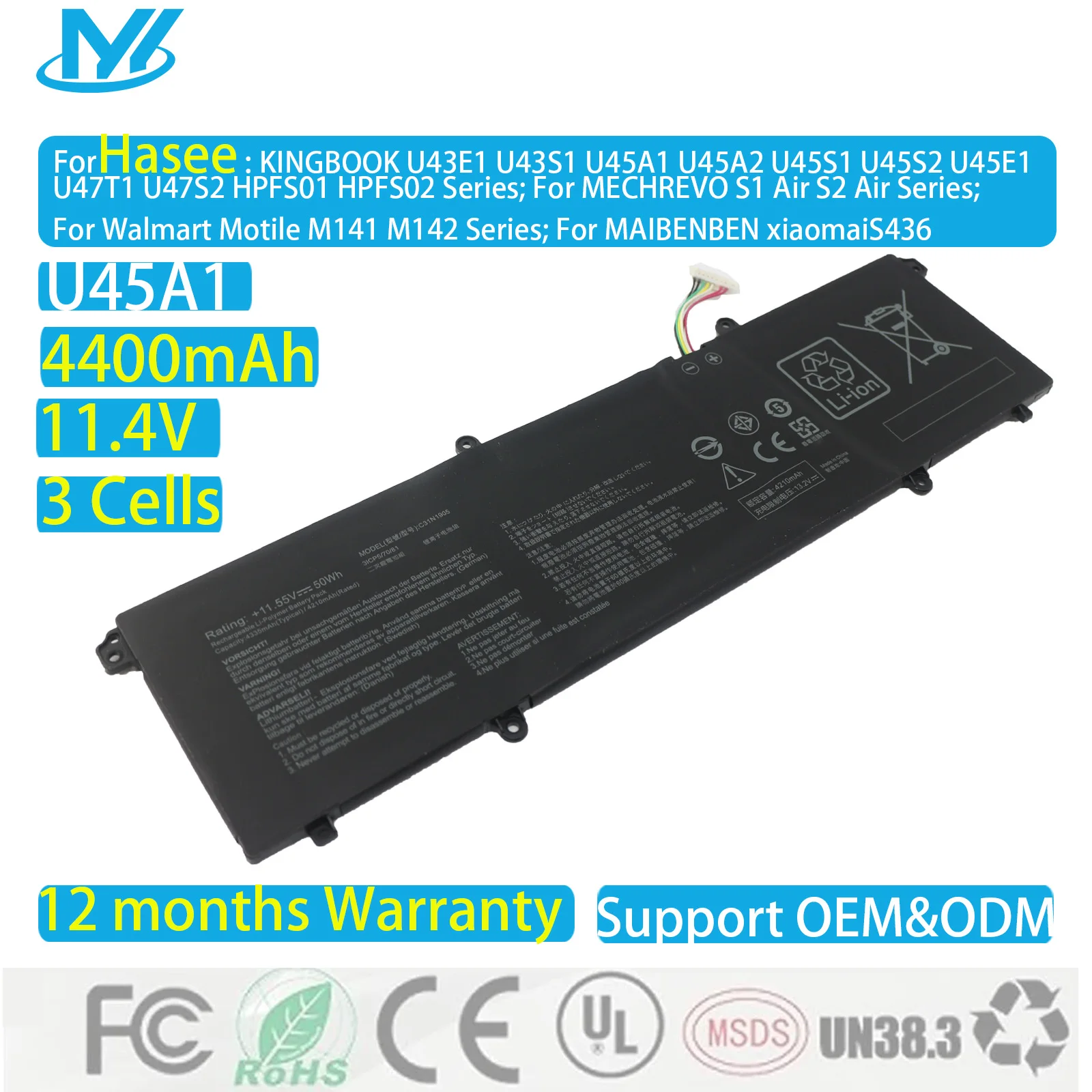 Best-Replacement-Laptop-Battery-PF4WN-Genuine-Battery-For-Hasee-KINGBOOK-U45A1-U47T1-U43E1-U43S1 ...