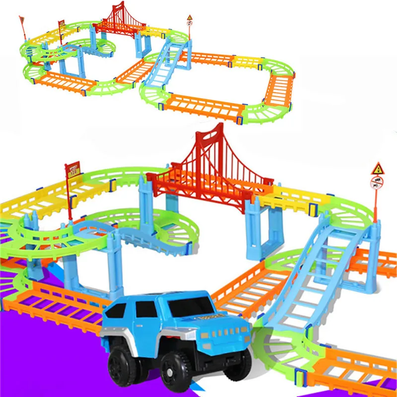 1 Juego de coche de carreras eléctrico para niños, juguete creativo de modelo de pista de tren ...