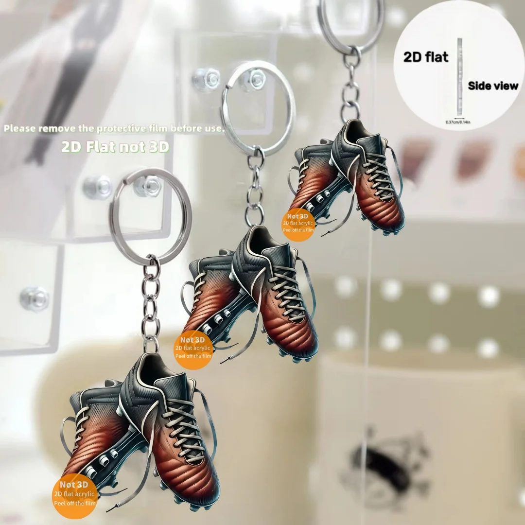 Soccer Cleat Keychain 2D Football Boot Pendant Flat Acrylic Ornament ...