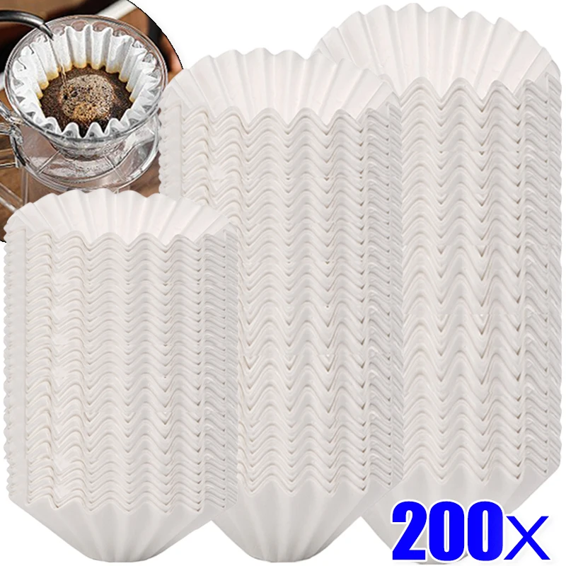 200-50Sheets-White-Coffee-Filter-Disposable-Cake-Cup-Shape-Coffeeware ...