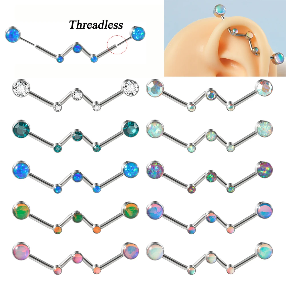 1PC-New-Surgical-Steel-W-Shape-Threadless-Push-in-Industrial-Barbell ...