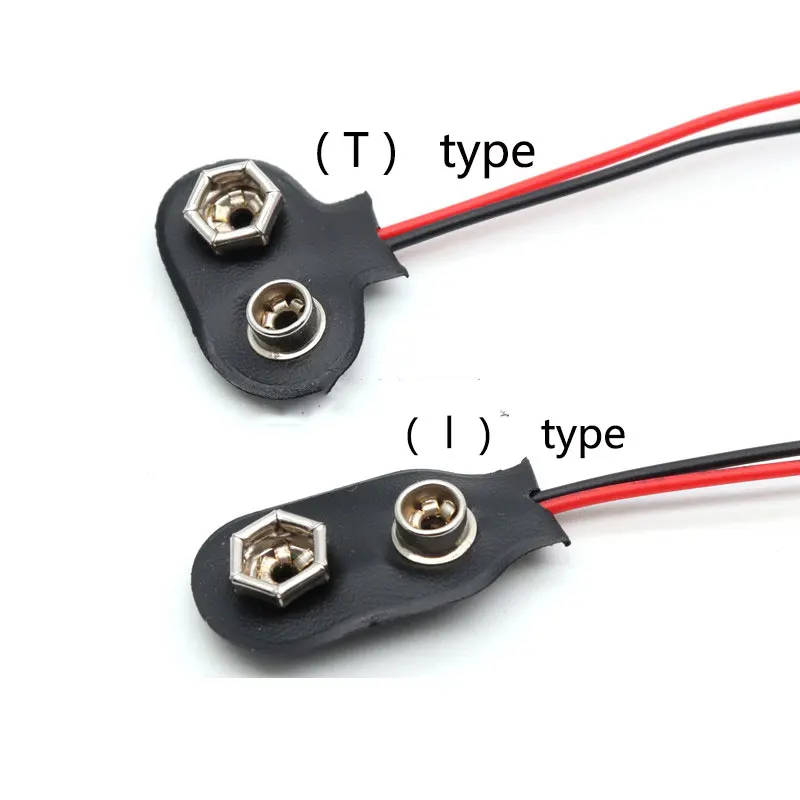 200PCS-Black-Red-Cable-Connection-9V-Battery-Clips-Connector-Buckle-T ...