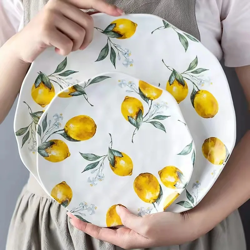 8-11-inch-flat-irregular-lemon-plate-ceramic-dining-plate-home ...