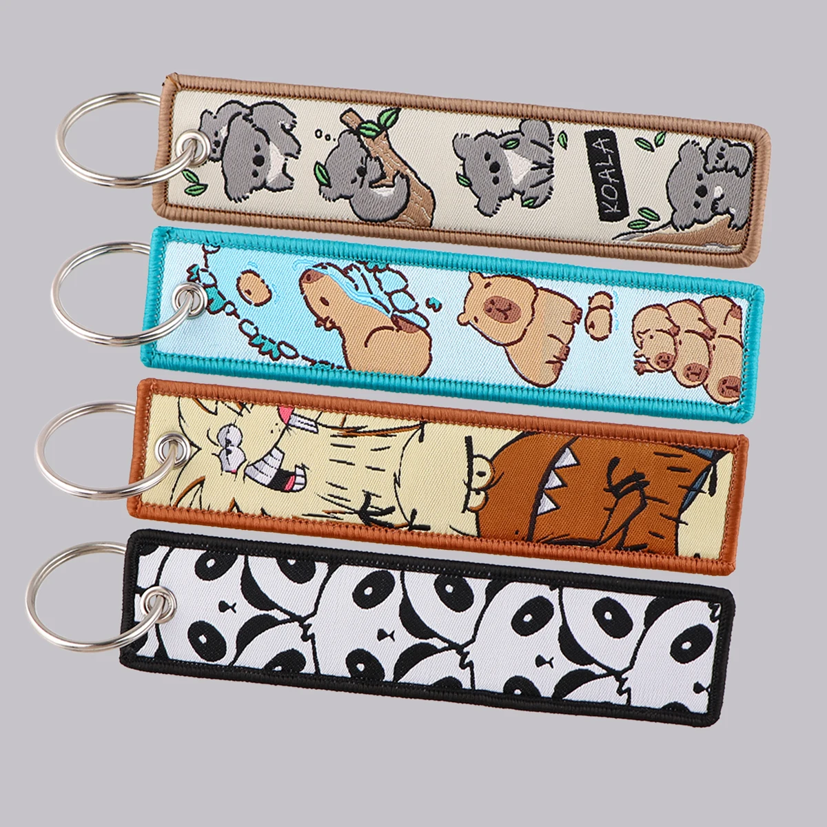 Cute-Capybara-Embroidery-Key-Fobs-Cartoon-Keychain-for-Motorcycles-Key ...