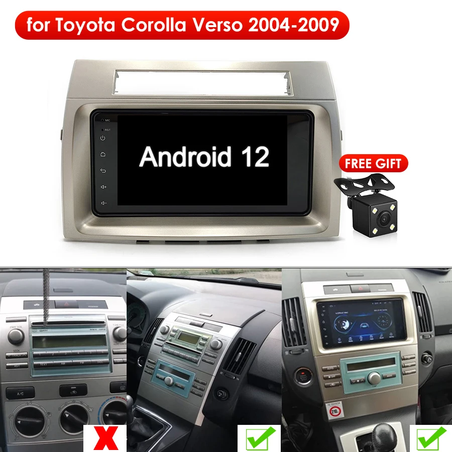 Car Radio Android 12 Toch Screen For Toyota Corolla Verso 2006 2007 ...