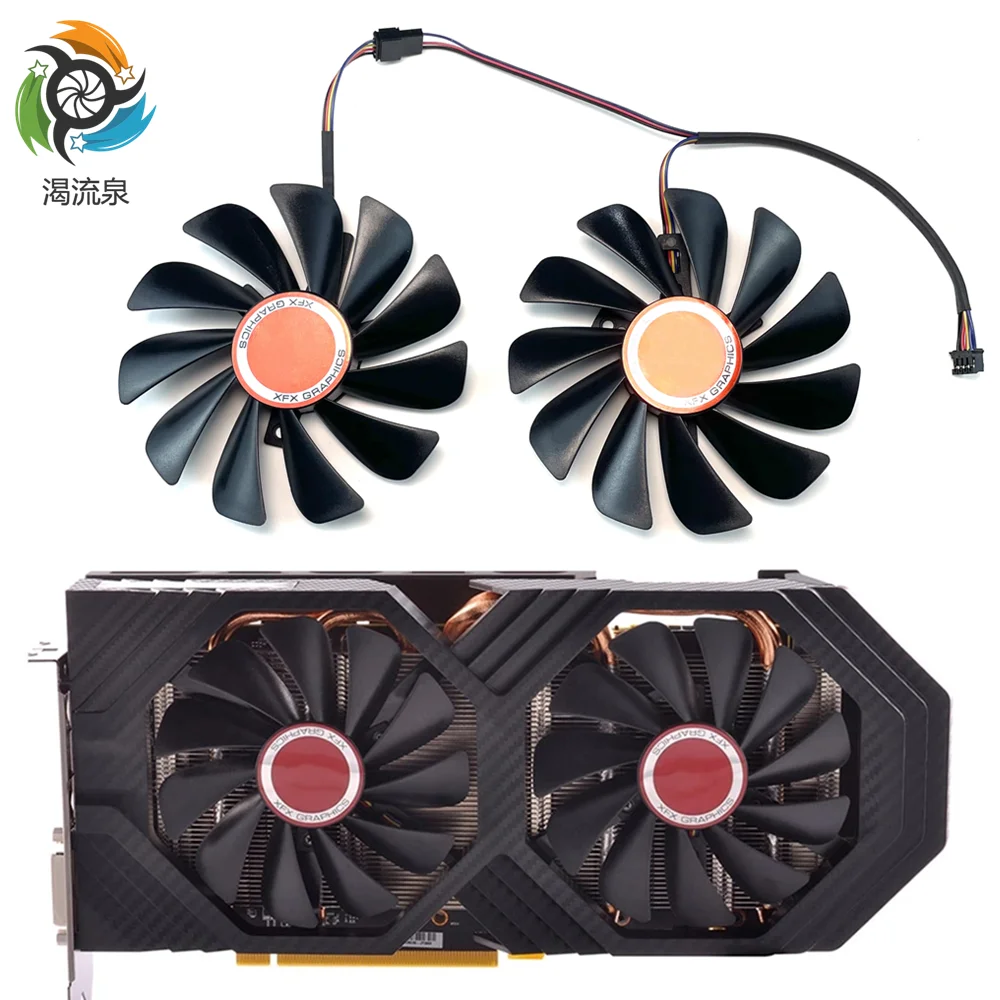 2 Pçs/set 95MM FDC10U12S9 C CF1010U12S CF9010H12S XFX RX580 GPU ...