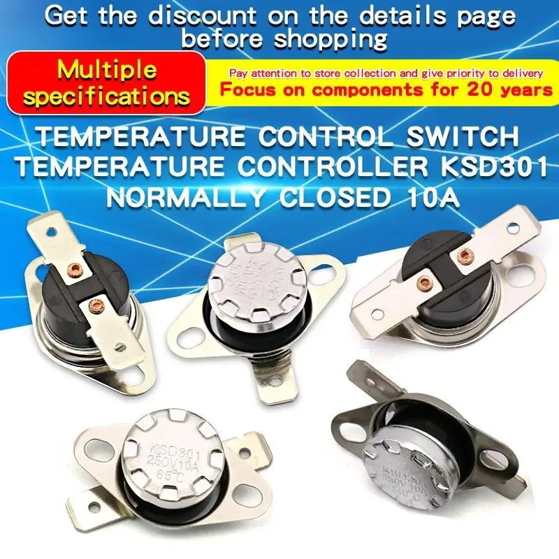 1PCS-Temperature-Control-Switch-Temperature-Controller-KSD301-Normally-Closed-40-180-Degrees ...