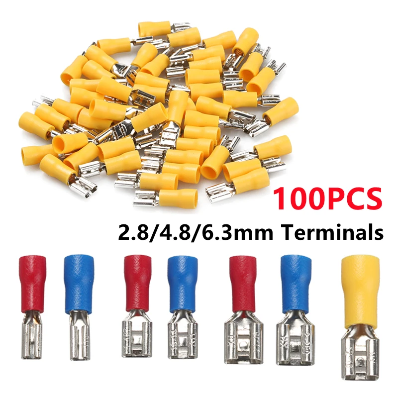 10/50/100Pcs Insulated Seal Spade Wire Connector Female Crimping ...