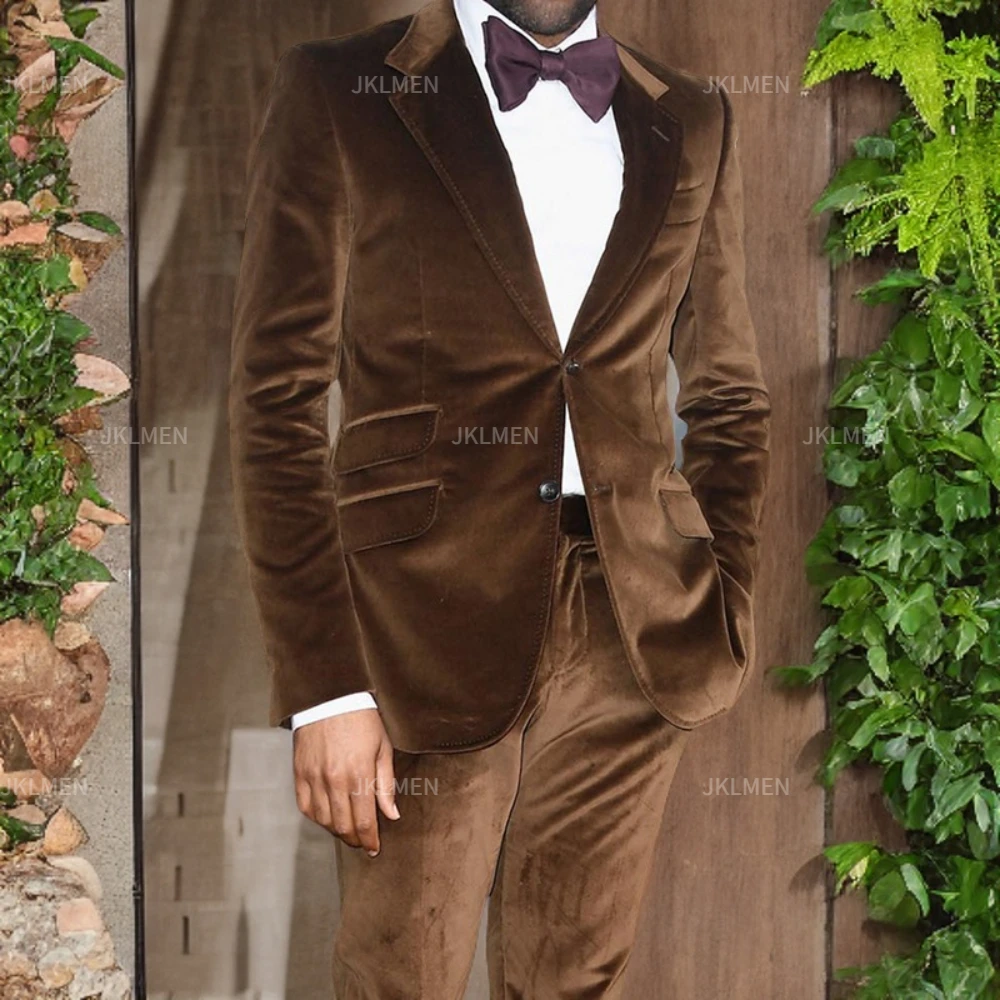 Brown-Velvet-Prom-Suits-for-Men-Slim-Fit-2-Piece-Wedding-Groom-Tuxedos ...