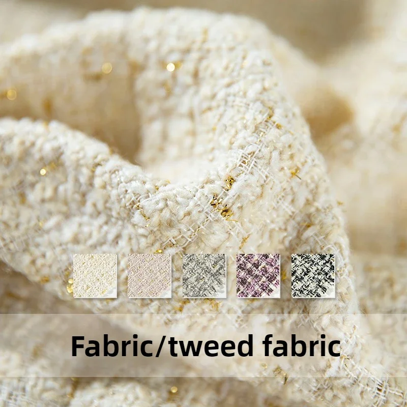Golden Thread Plaid Tweed Fabric Wool Polyester Soft By The Meter for ...