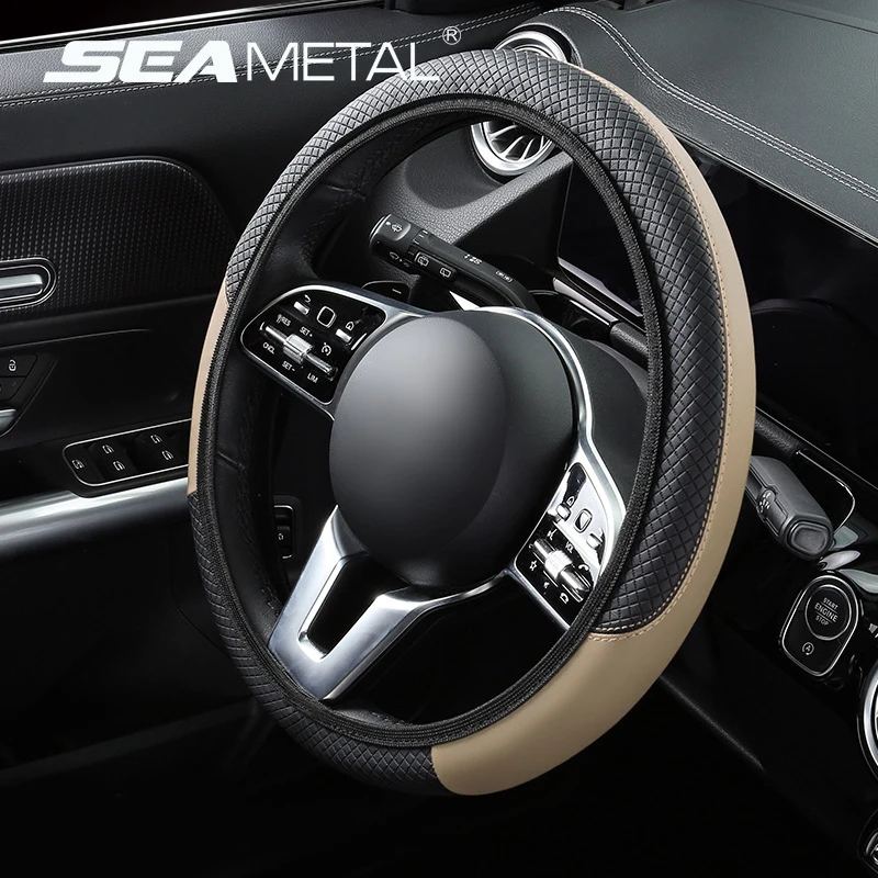 SEAMETAL-Pu-Leather-Car-Steering-Wheel-Covers-Braid-Style-Anti-slip ...