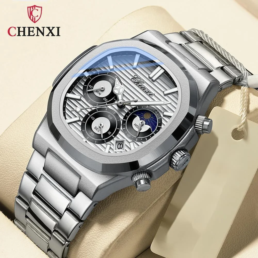 CHENXI-Watch-for-Men-922-Stainless-Steel-Strap-Waterproof-Sport-Quartz-Chronograph-Military ...