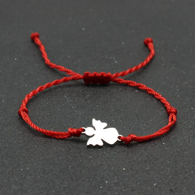 Handmade-Braided-Red-String-Bracelet-Cute-Stainless-Steel-Angel-Charm ...