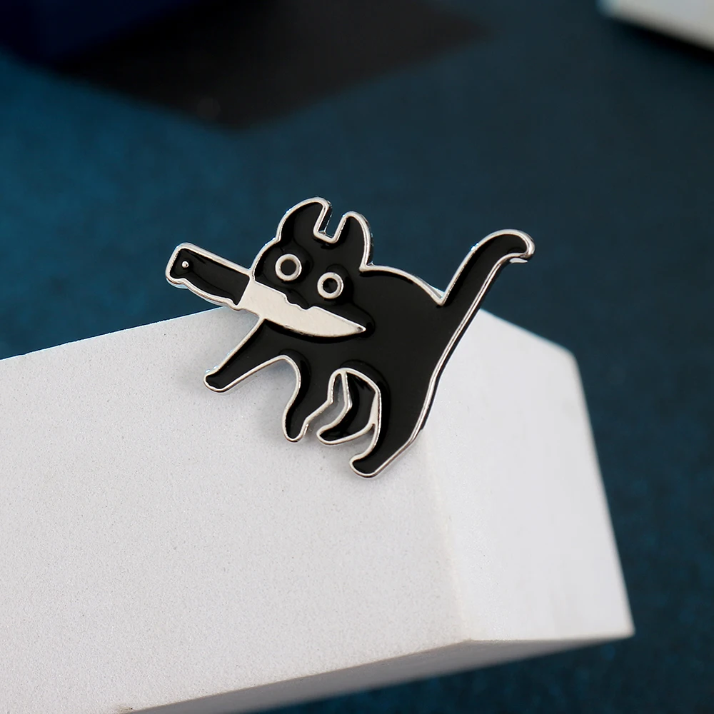 Cartoon-Cat-with-Knife-Enamel-Brooch-Funny-Killers-Black-Kitty-Mew-Mew ...